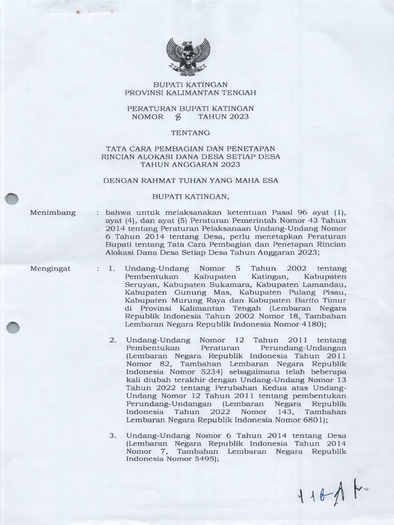 Perbup Katingan No. 8 Tahun 2023.by Ipul | PDF | Pengelolaan Keuangan ...