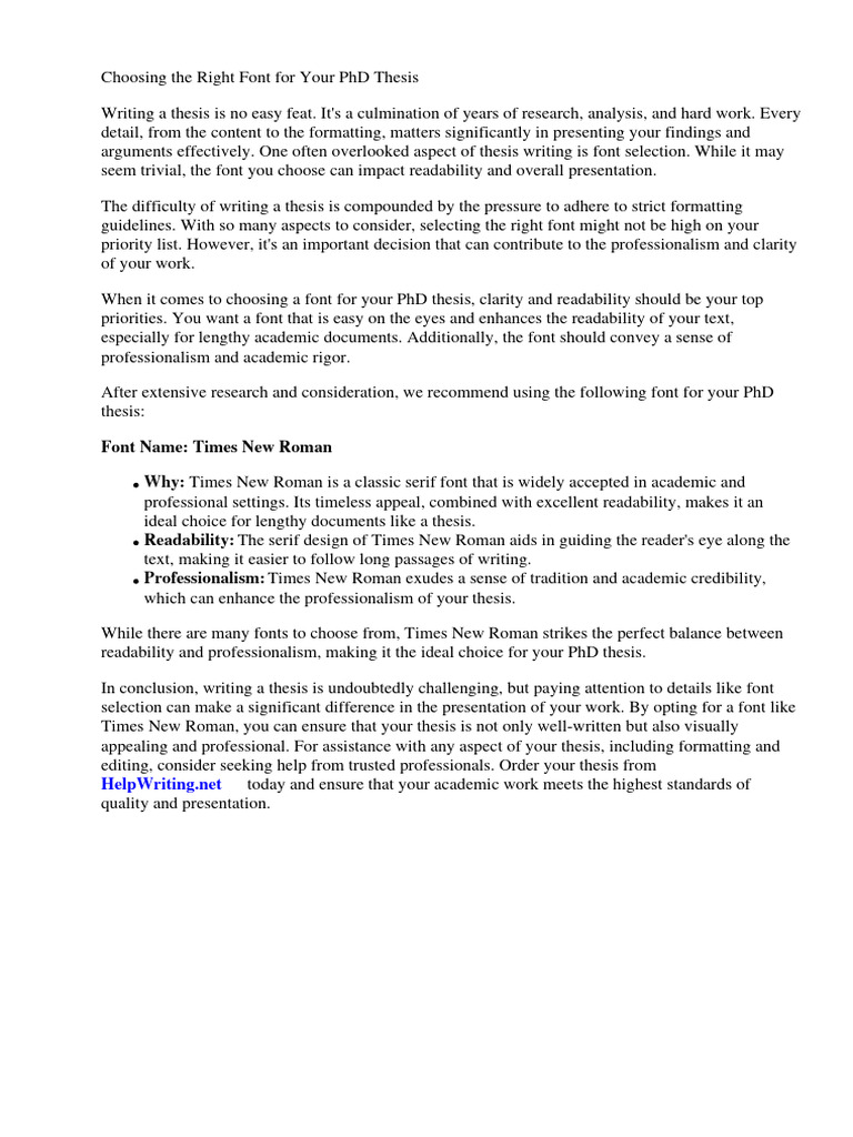 Recommended Font For PHD Thesis | PDF | Typefaces | Thesis