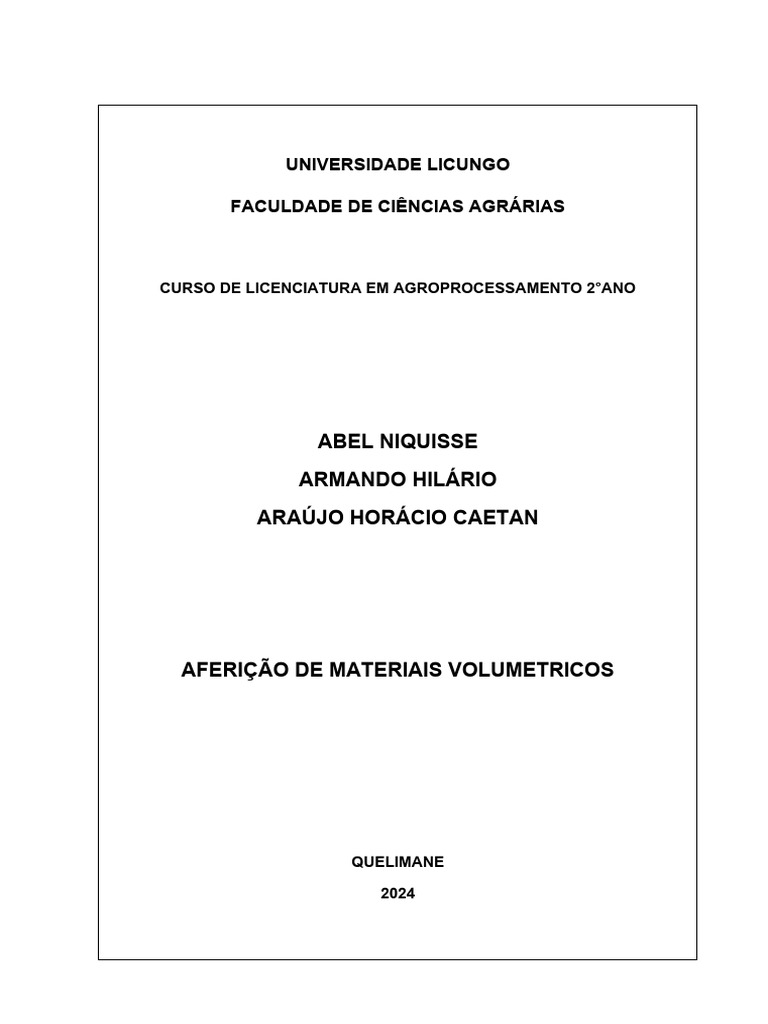 Afericao de Materiais Volumetricos | PDF | Amostragem (Estatística ... Afericao de Materiais Volumetricos | PDF | Amostragem (Estatística ...