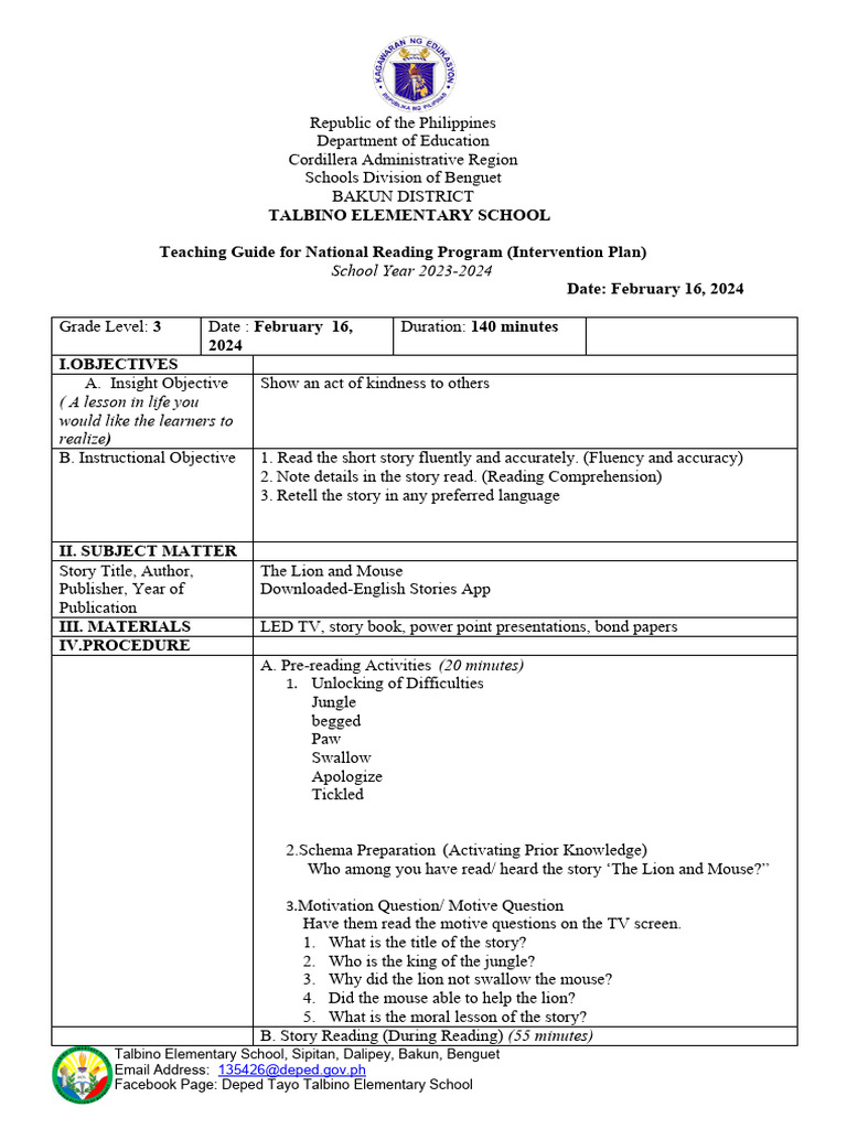 Teaching Guide For National Reading Program-G3 | PDF