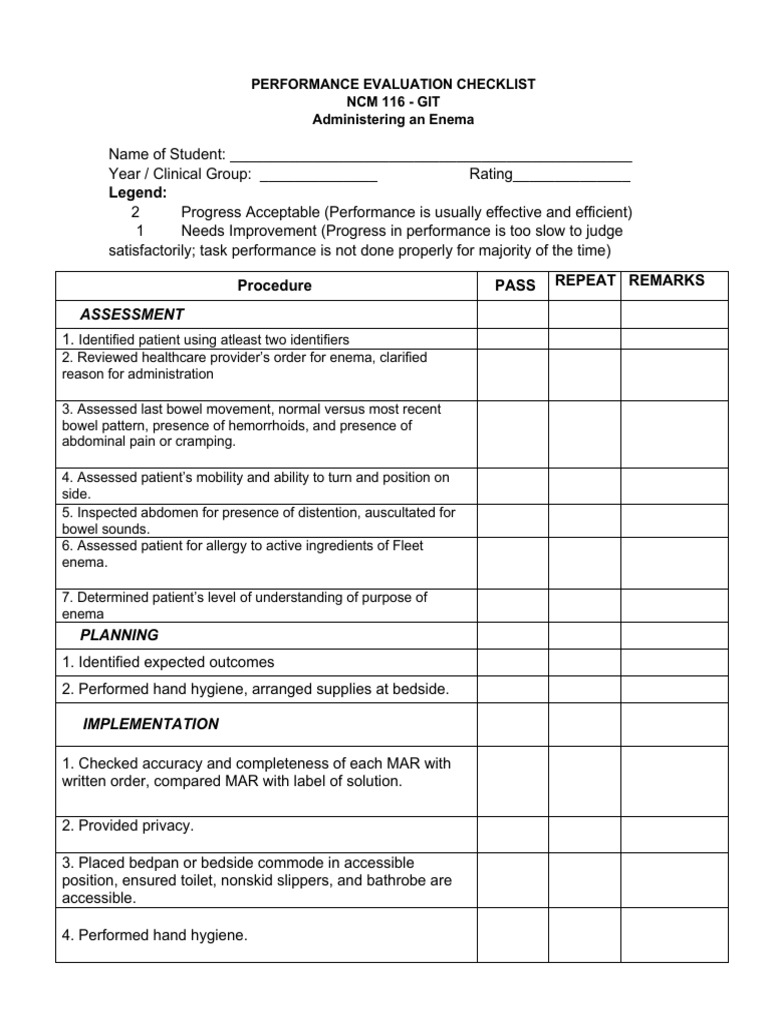 03A-Administering-an-Enema-Checklist | PDF