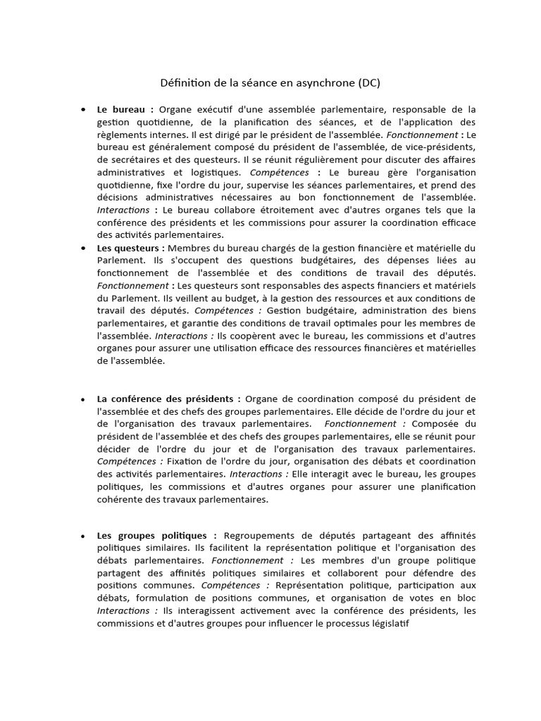 Définition de La Séance en Asynchrone | PDF | Gouvernement