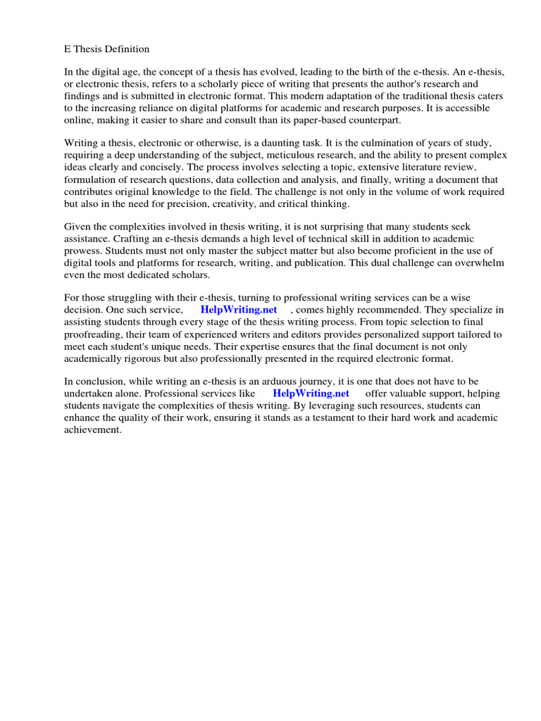 E Thesis Definition | PDF | Thesis | Essays