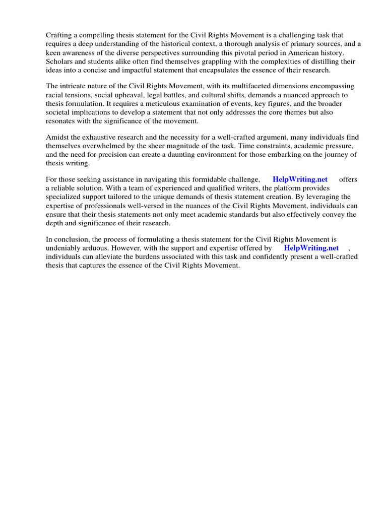 Thesis Statement for Civil Rights Movement | PDF | Martin Luther King ...