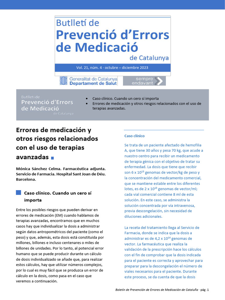 Butll Prev Errors Medicacio Catalunya 2023 21 04 Cas | PDF ...