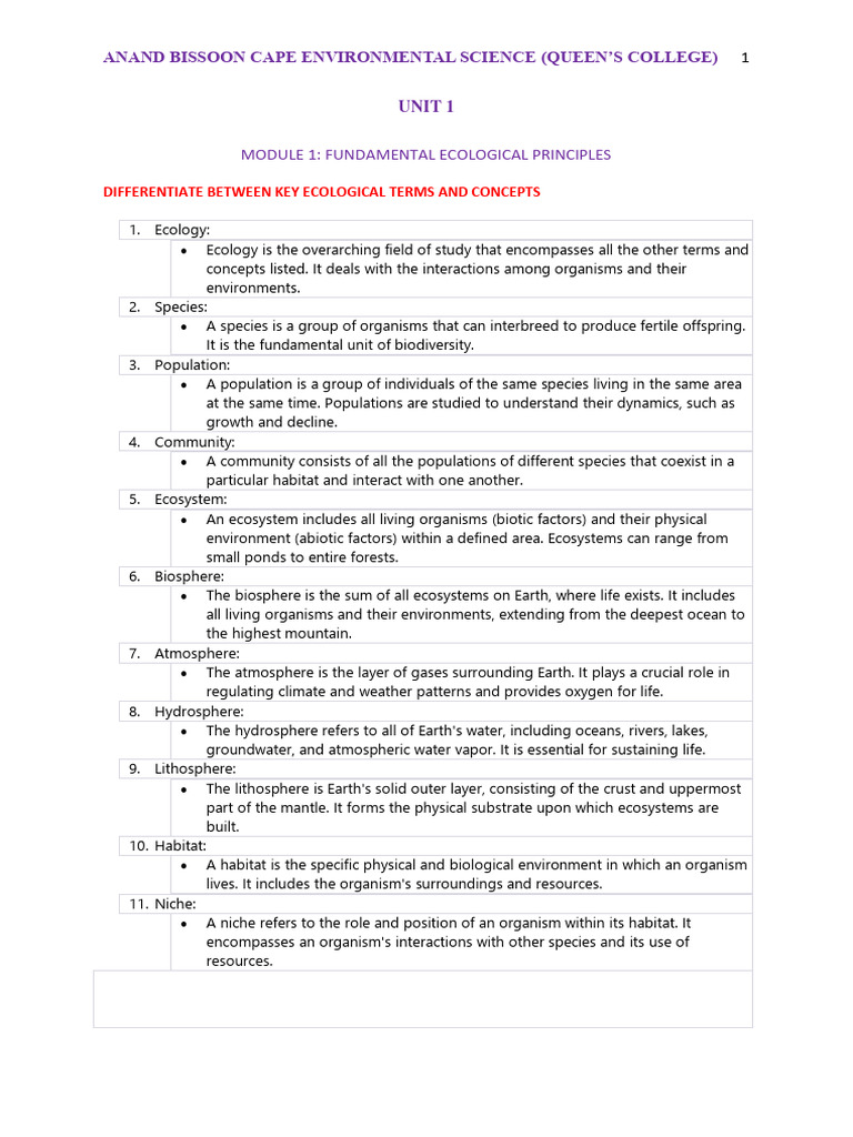 Unit 1 Module 1 Objective 1 | PDF | Natural Environment | Earth Sciences