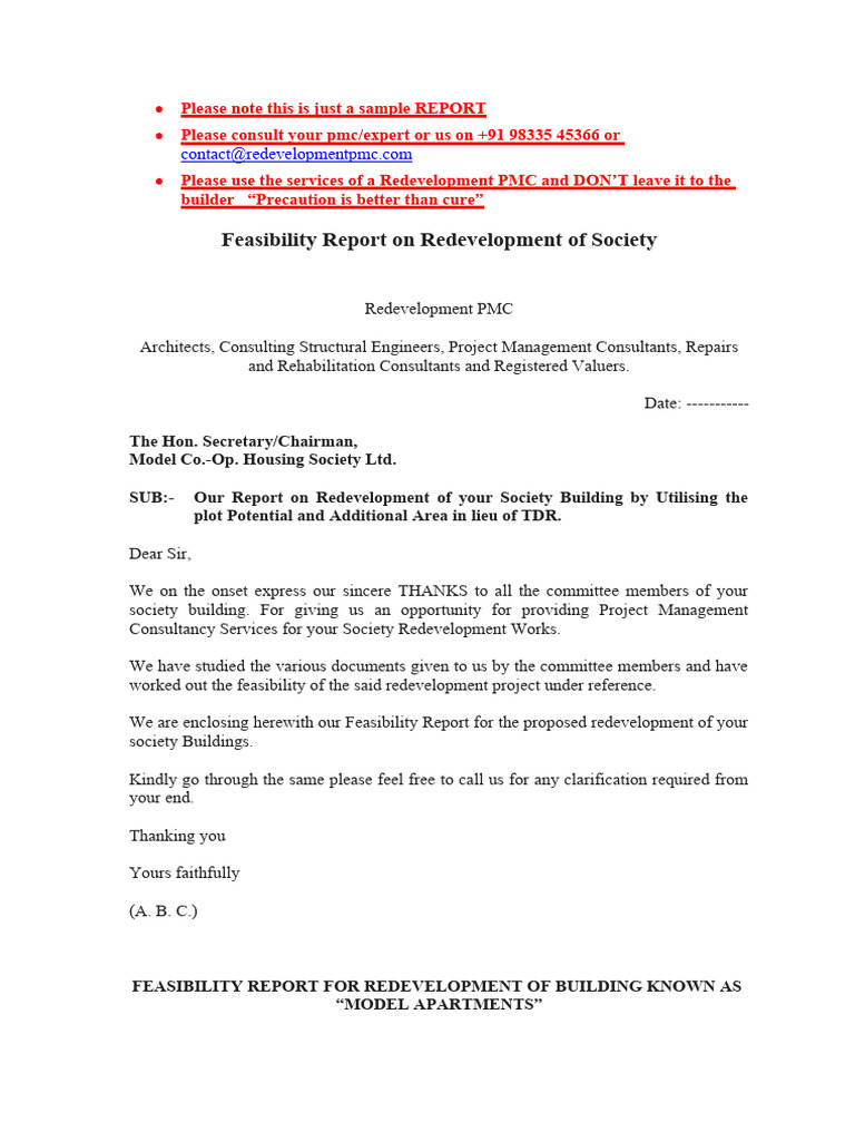 Redevelopment Feasibility Report | PDF | Gross Income | Net Income