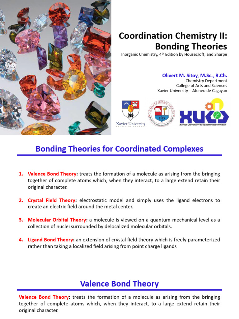 Coordination Chemistry II Bonding Theories | PDF