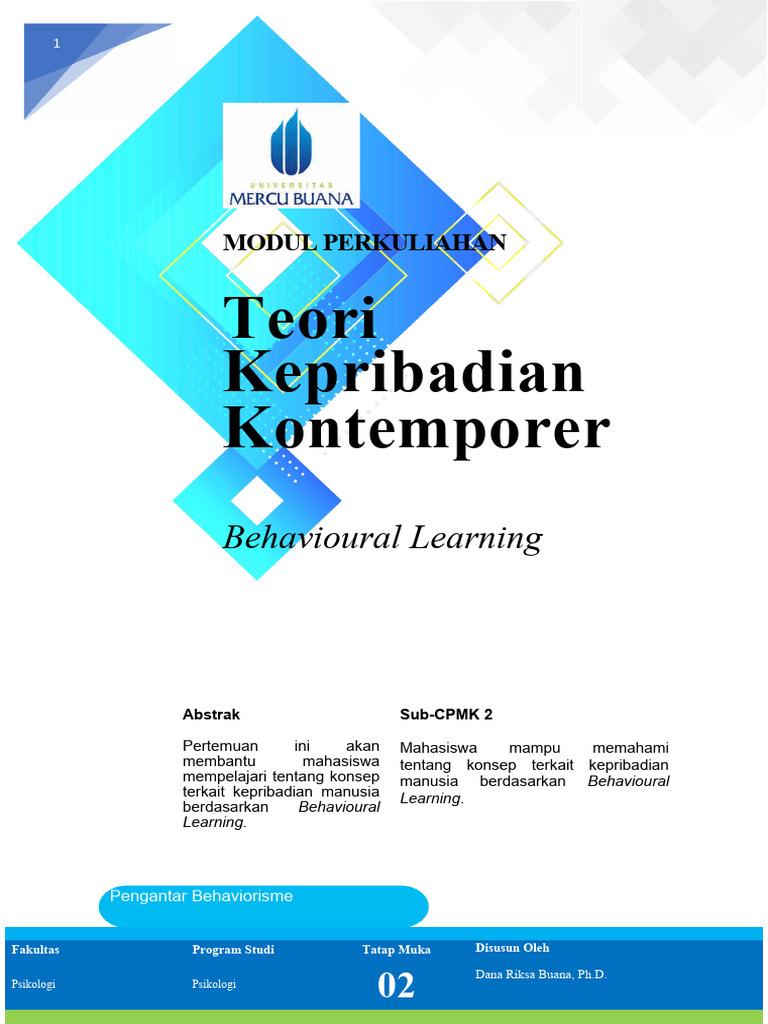 Modul Teori Kepribadian Kontemporer [TM2] | PDF