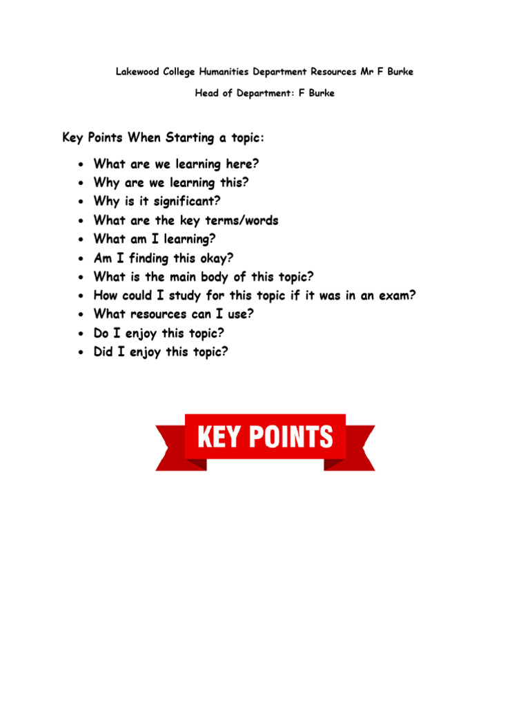 Key Points in A Topic | PDF