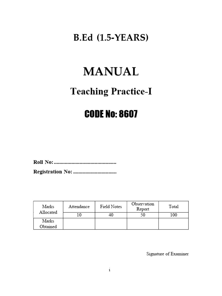 Manual: Teaching Practice-I | PDF