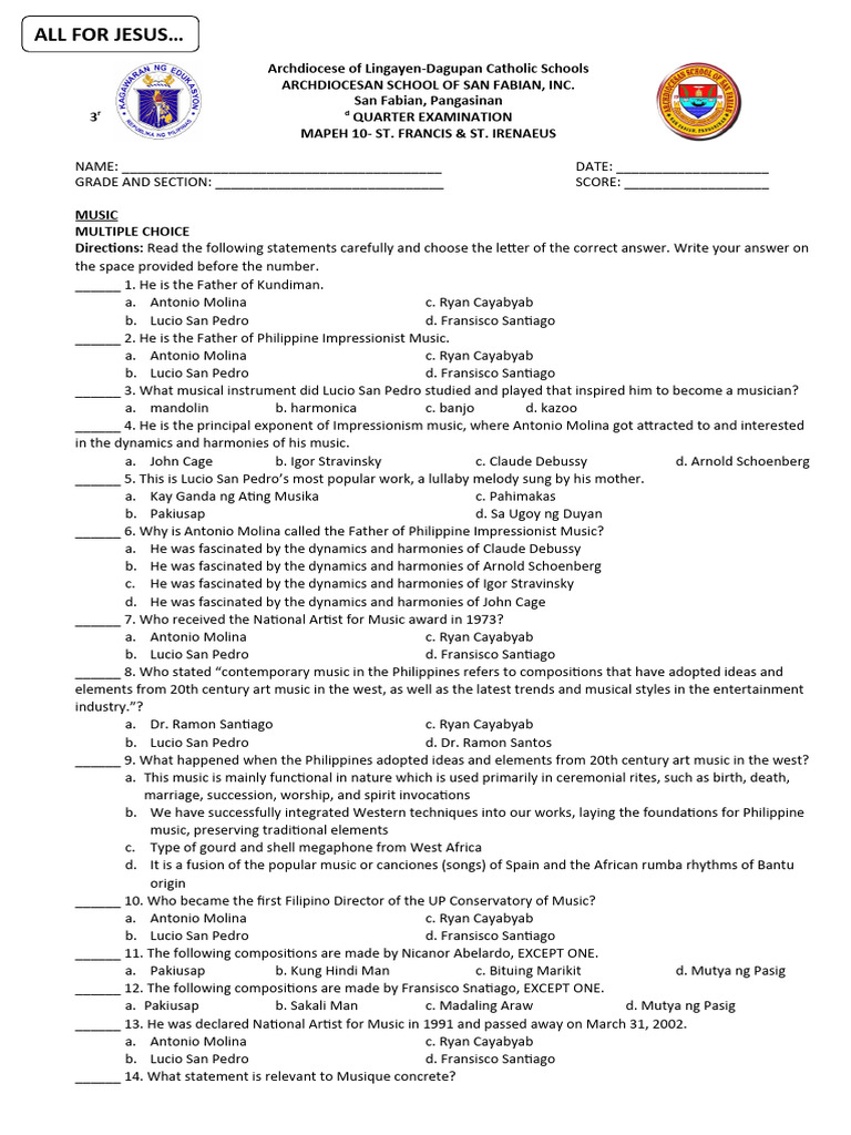 Mapeh 3RD Quarter Exam | PDF
