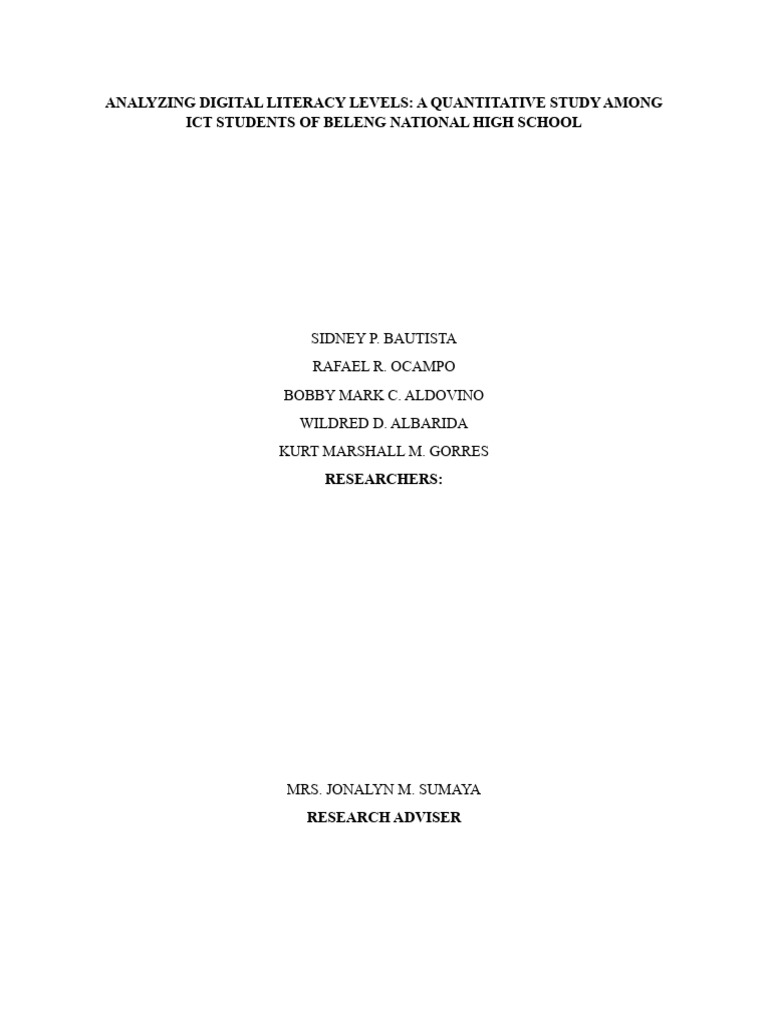 Analyzing Digital Literacy Levels Final | PDF