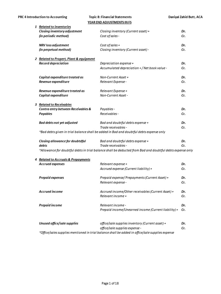 8. Financial statements | PDF | Expense | Depreciation