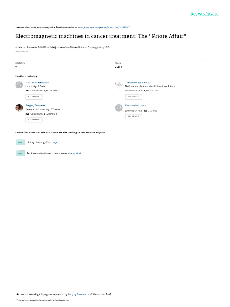 Priore Affaire Electromagnetic Machines in Cancer Treatment | PDF ...