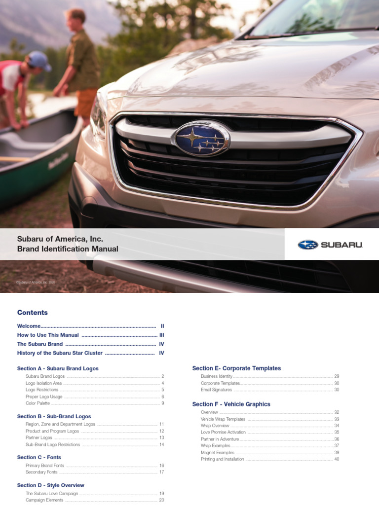 Subaru Brand Identity Manual 2020 | PDF | Brand | Helvetica