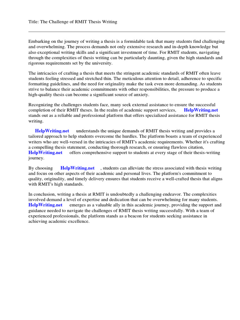 Rmit Thesis Writing | PDF