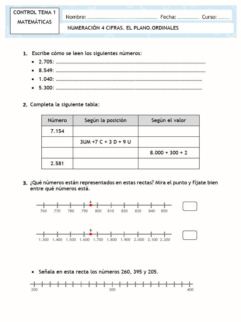 Control Tema 1 Mate | PDF
