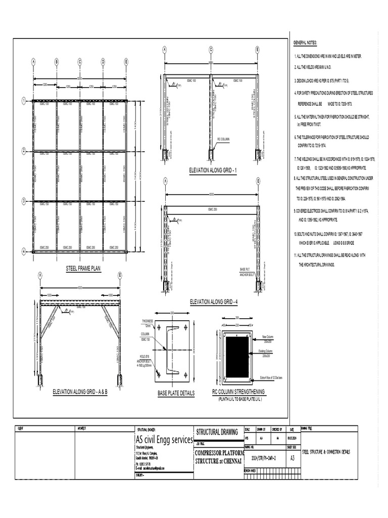 Steel Frame Structural Plan Details | PDF | Structural Steel | Column