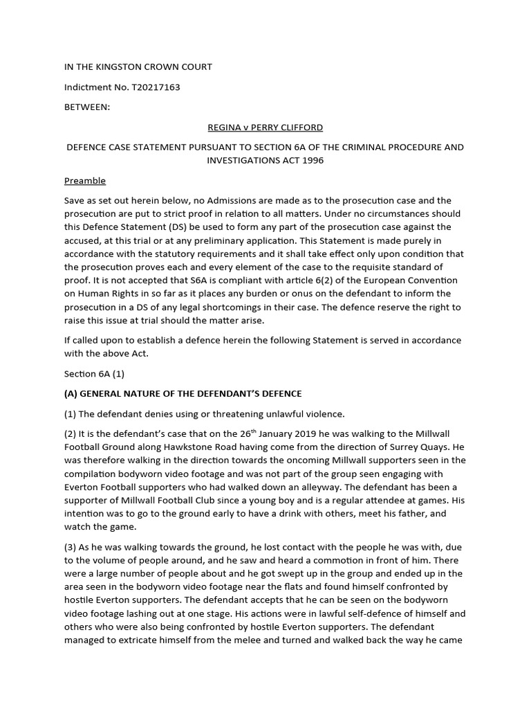 R V Perry Clifford - Draft DS | PDF | Prosecutor | Criminal Procedure ...