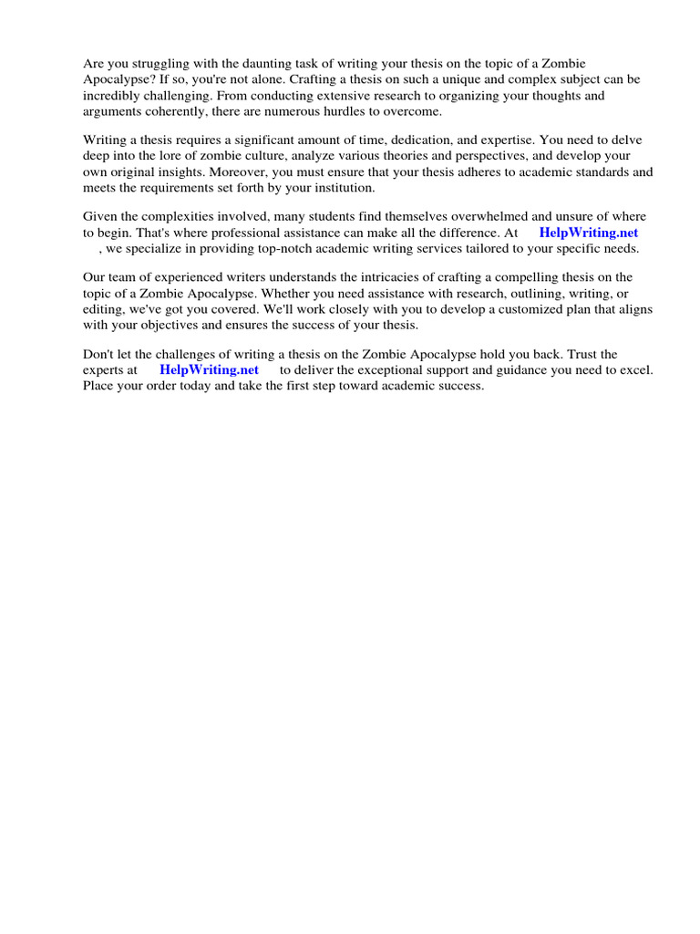 Zombie Apocalypse Thesis | PDF | Zombies | Thesis