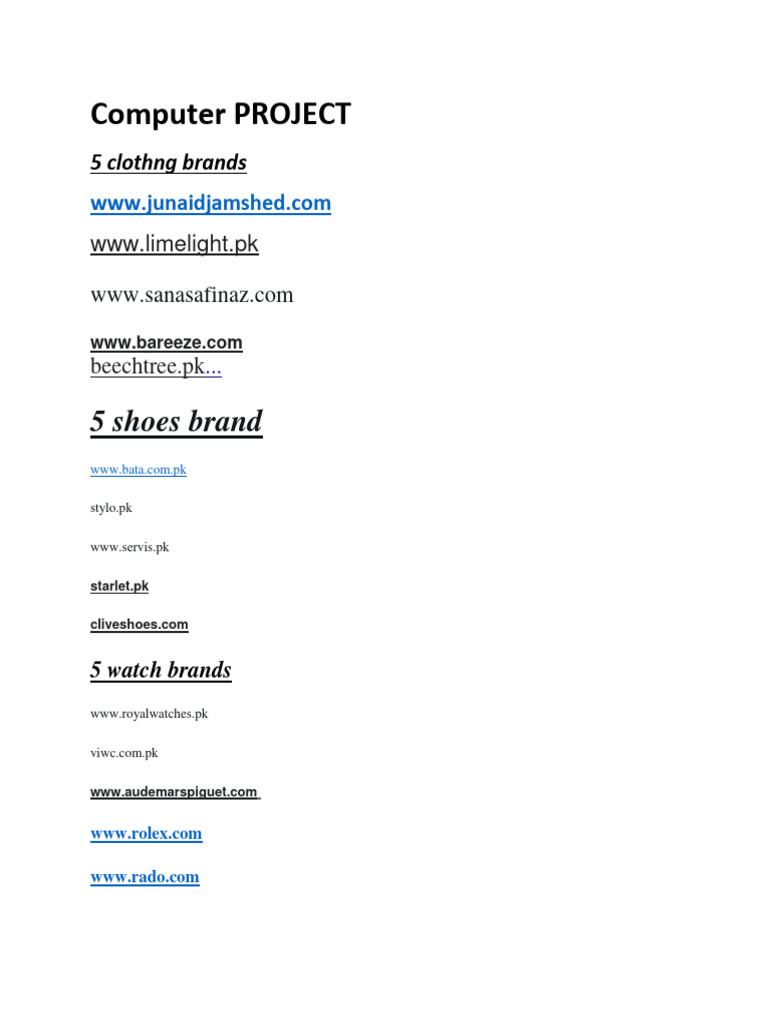 Top 5 Brands in Fashion, Watches, Cars | PDF