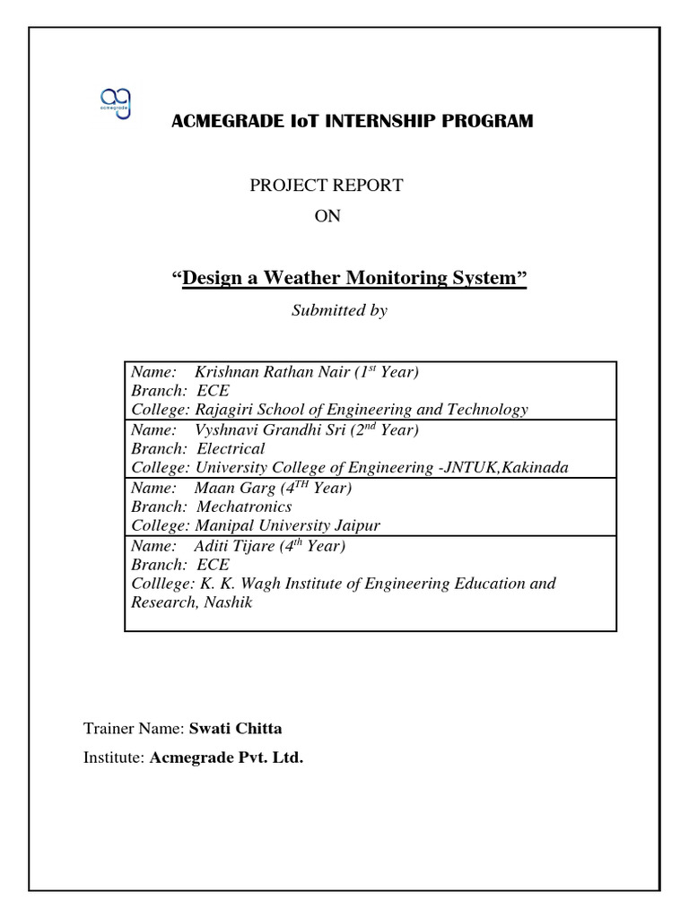 Weather Monitoring System | PDF | Internet Of Things | Arduino