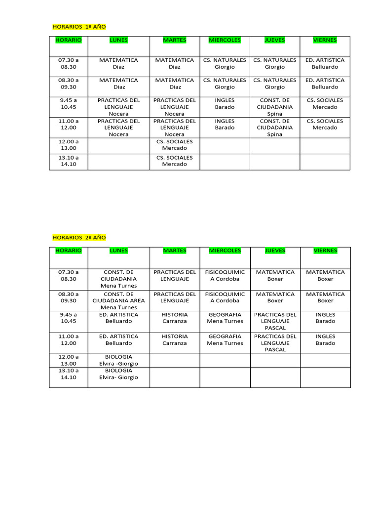 Grilla Semanal 2024 | PDF
