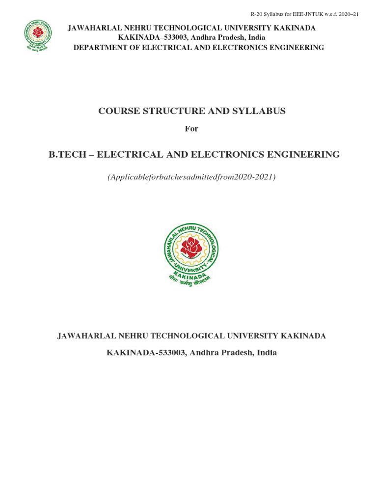 Eee 2 2 Cs Syllabus Ug R20 Download Free Pdf Electric Motor