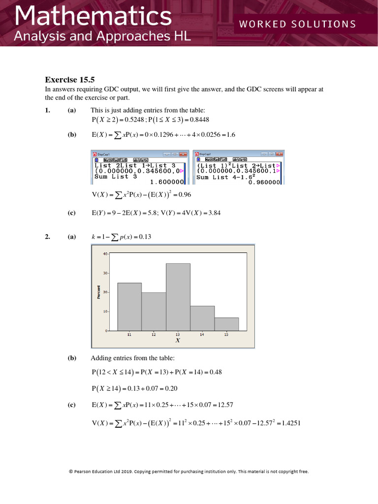 Analysis and Approaches - HL - Worked Solutions - ch15-5 | PDF