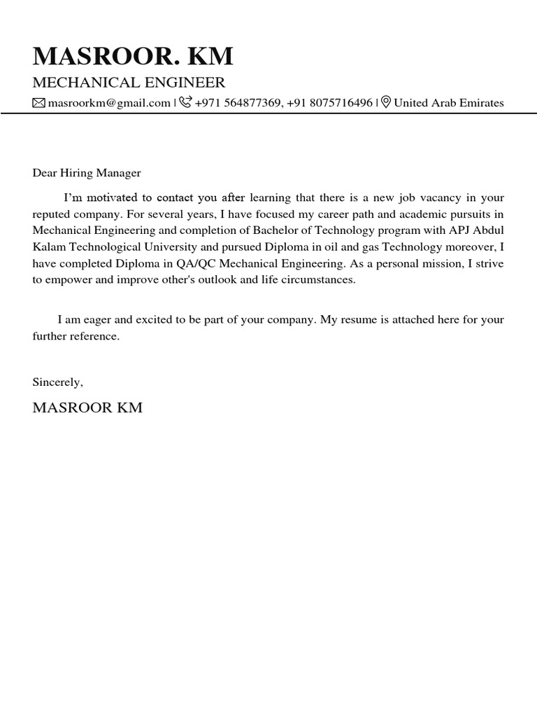 Masroor Cover Letter | PDF Masroor Cover Letter | PDF