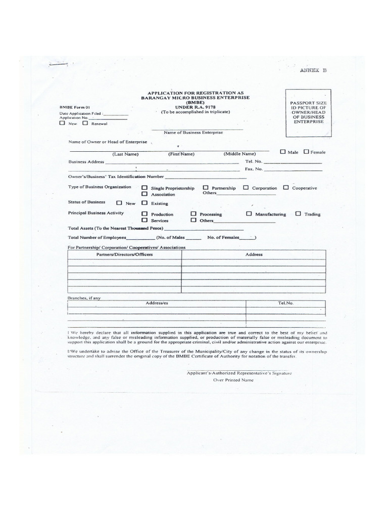 Application For Barangay Permit-1 | PDF
