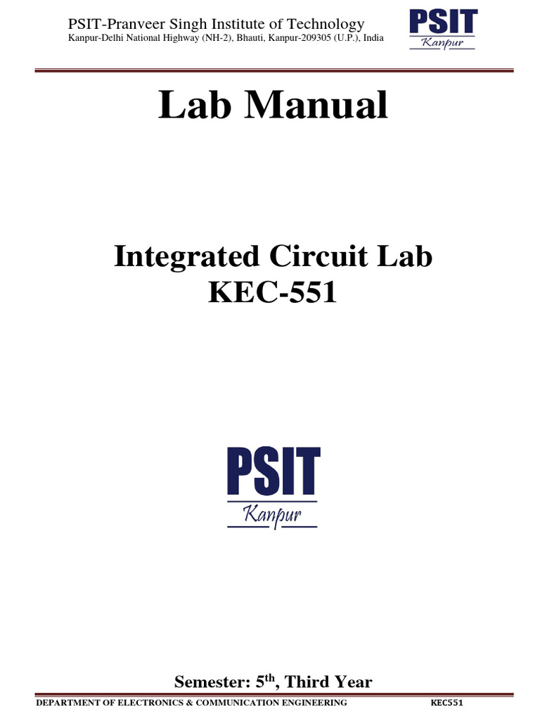 KEC-551 (Integrated Circuit Lab) | PDF