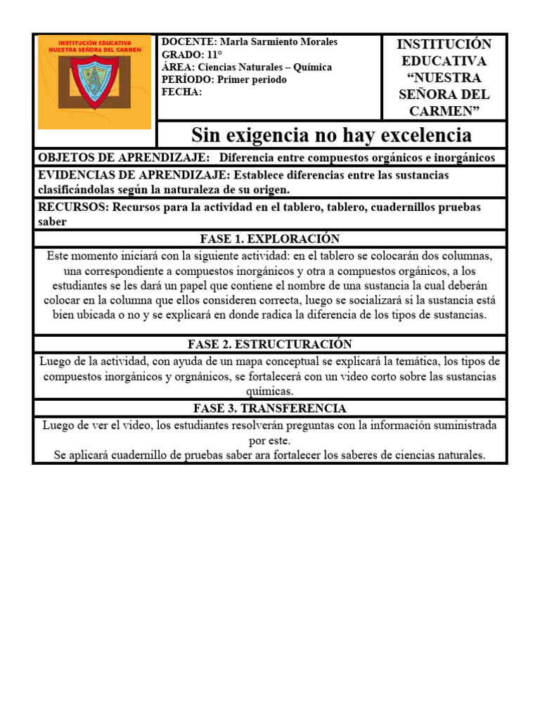 Compuestos Org e Inorg Planeación | PDF | Tecnología