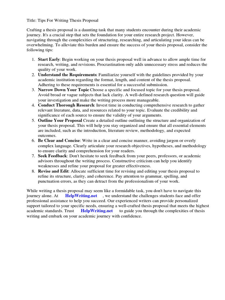 Tips For Writing Thesis Proposal | PDF | Thesis | Methodology