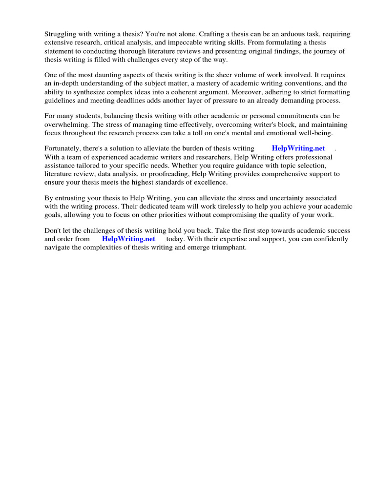 Sample For Thesis Writing | PDF