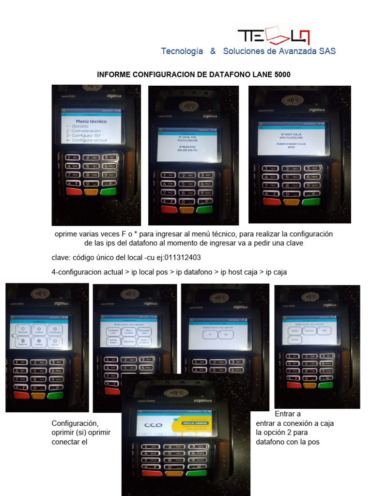 Informe Configuracion de Datafono Lane 5000 | PDF