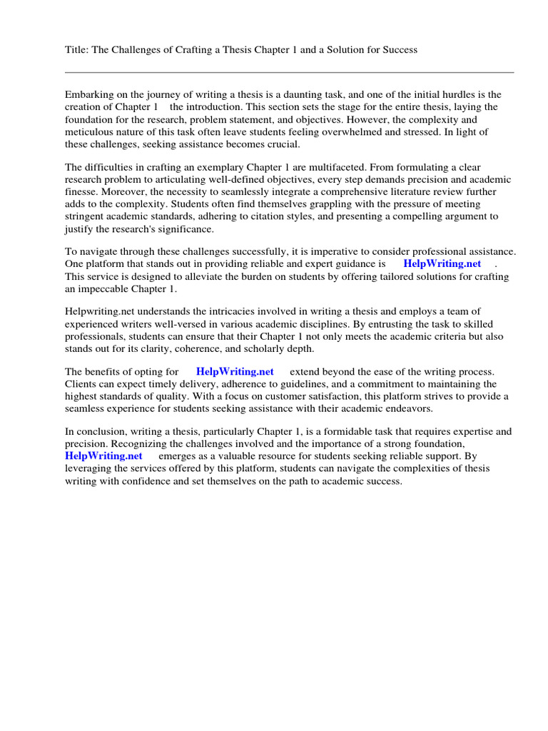 Example of A Thesis Chapter 1 | PDF
