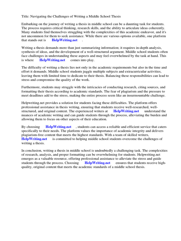 How To Write A Thesis Middle School | PDF | Essays | Thesis
