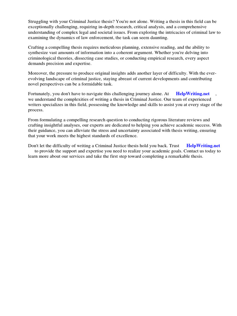 Thesis for Criminal Justice | PDF | Crimes | Crime & Violence