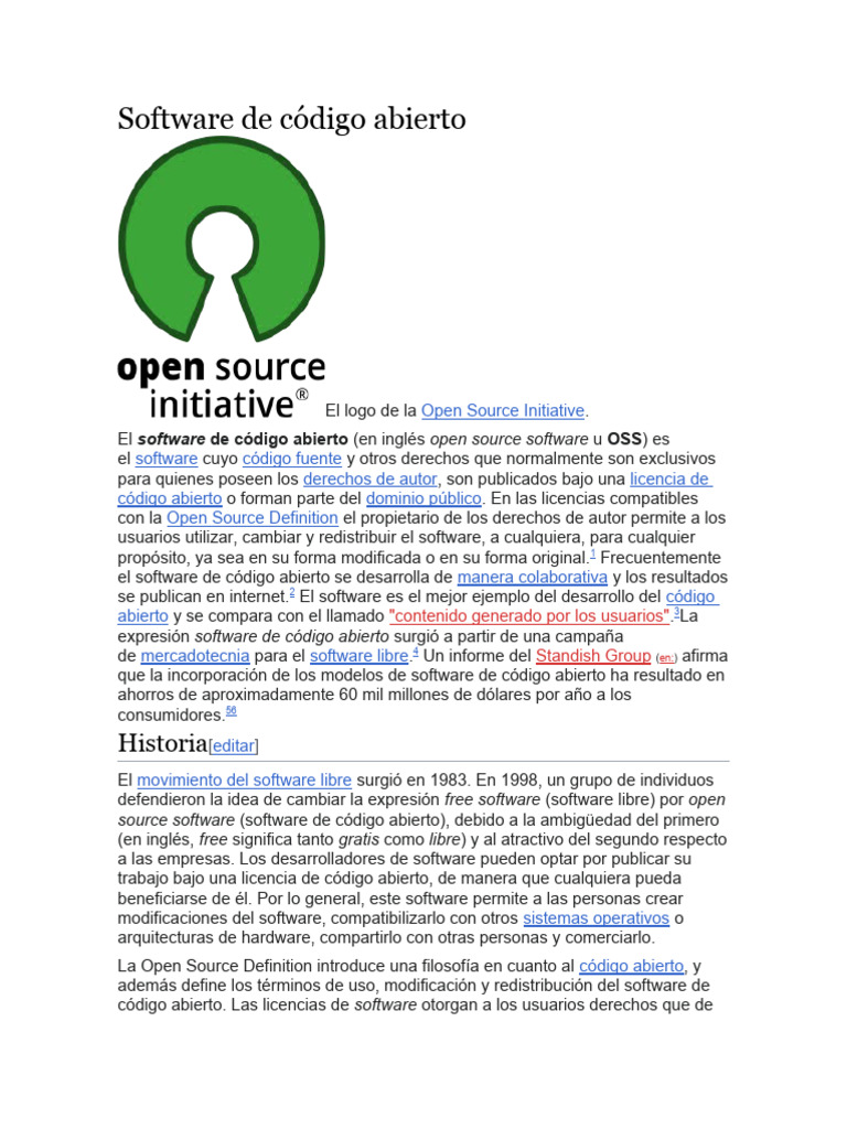 Software de Código Abierto: Definición y Ventajas | PDF | Ley de ...