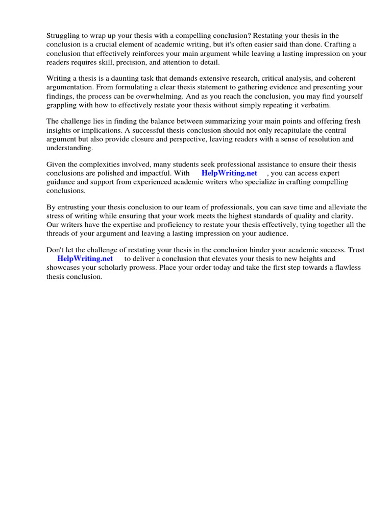 Restating Thesis in Conclusion Examples | PDF | Essays | Thesis