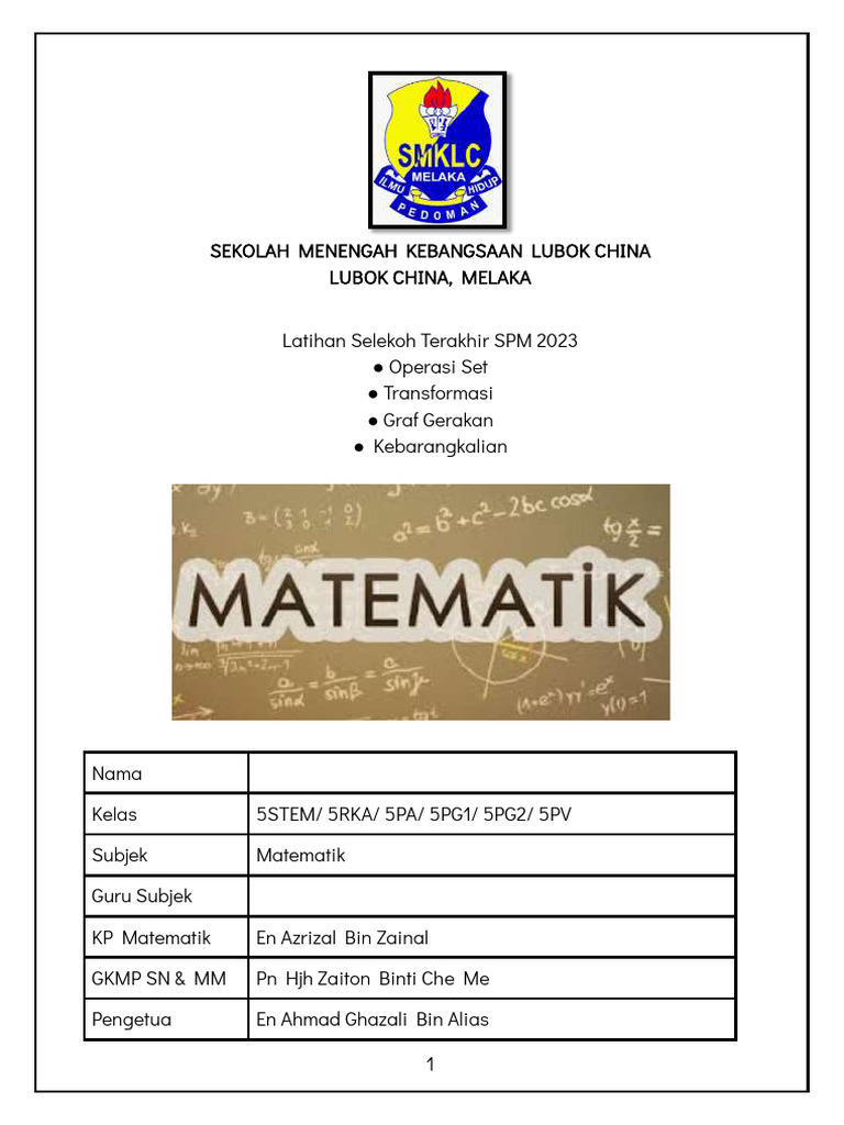 Selekoh Terakhir Matematik | PDF