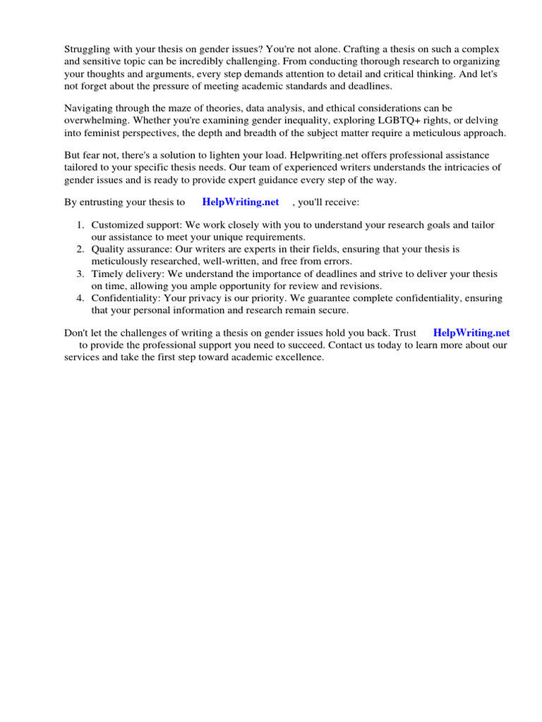 Thesis Gender Issues | PDF | Gender | Gender Studies