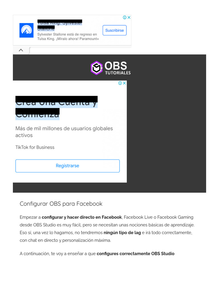 Configura OBS para Facebook Live | PDF | Facebook | Resolución de pantalla