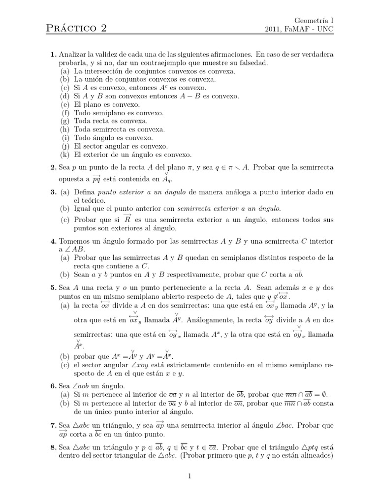 2011 Geometria1 Practico2 | PDF | Línea (geometría) | Conjunto convexo