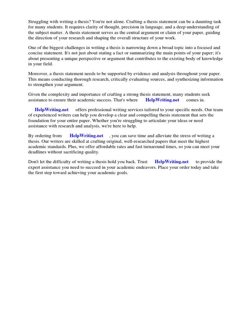 Definition of Thesis Statement in Writing | PDF | Career & Growth ...