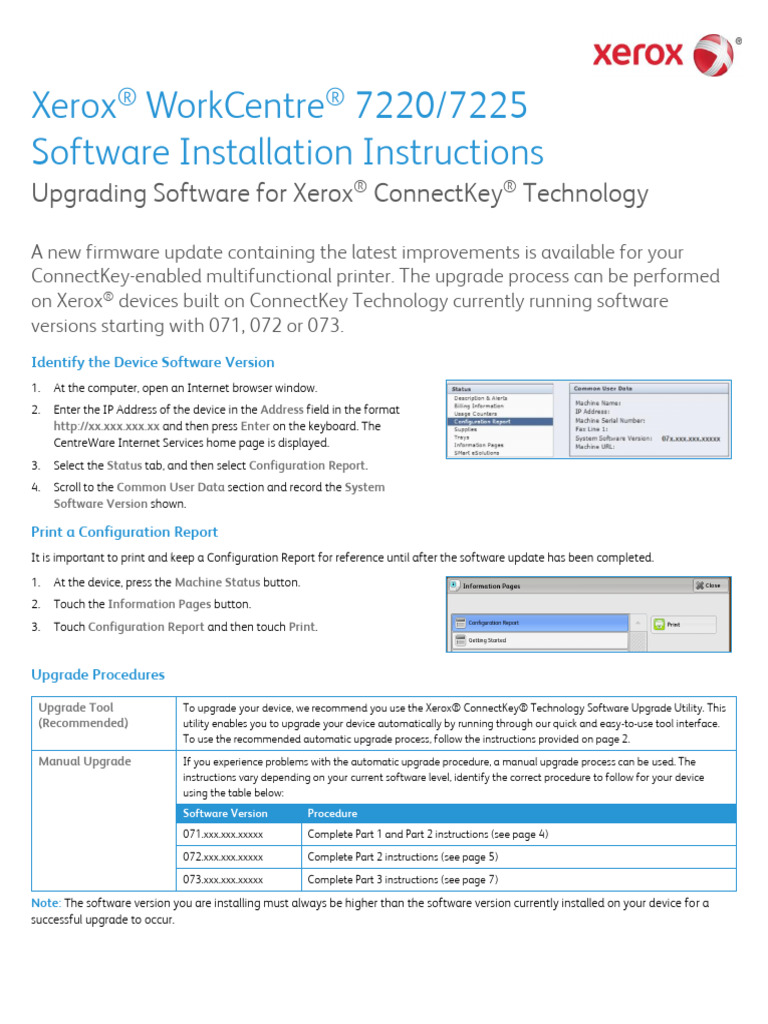 Upgrade Instructions WC7220-25 v9 | PDF | Computer File | Software