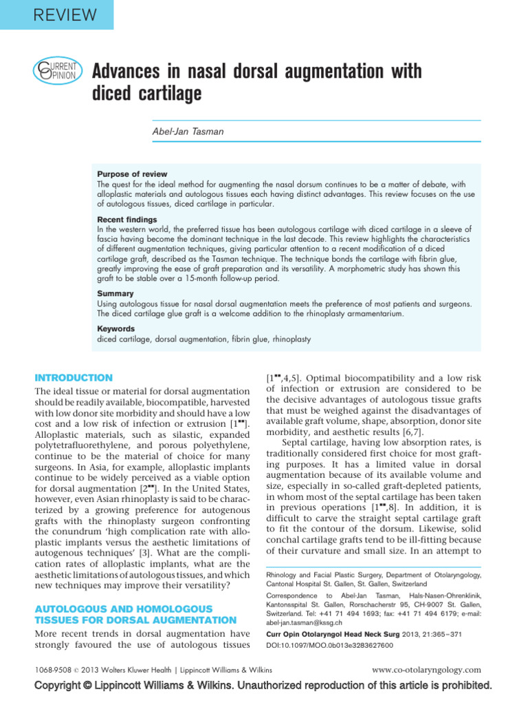 Advances in Nasal Dorsal Augmentation With DCF | PDF | Tissue ...