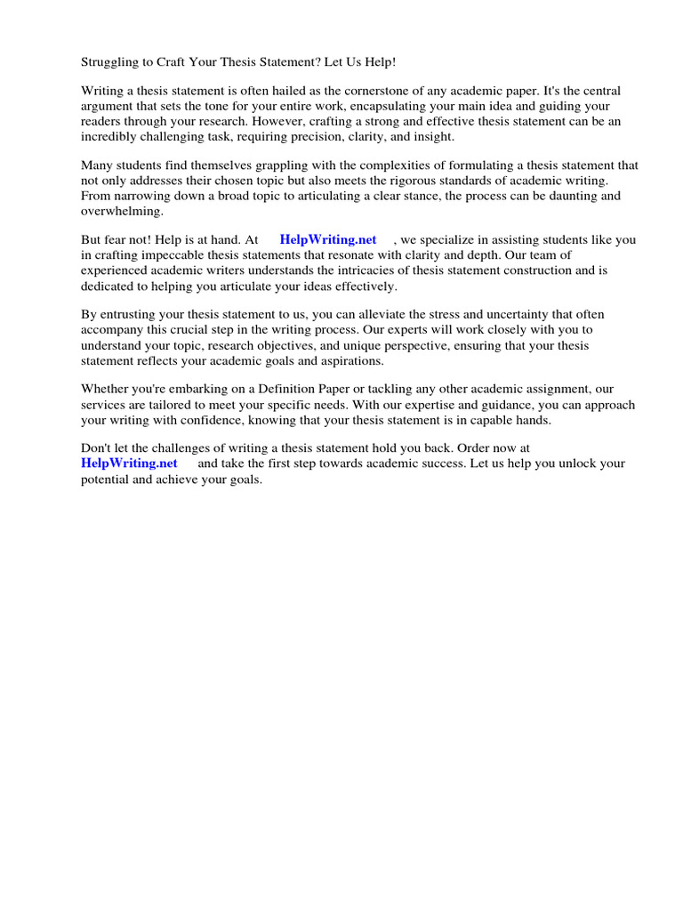 Definition Paper Thesis Statement | PDF | Thesis | Essays